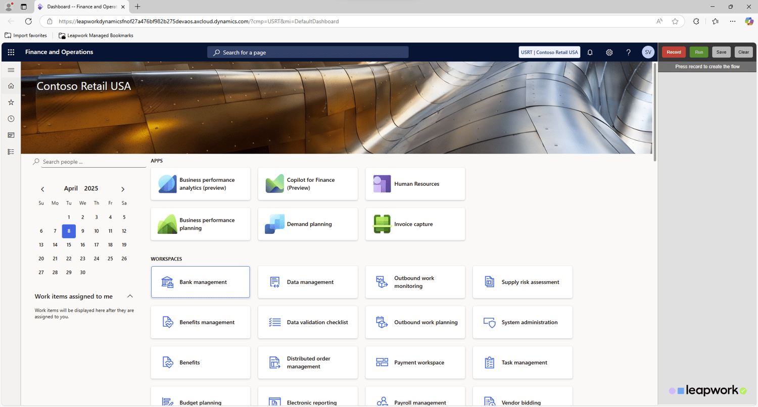 D365 F&O Fusion Recorder | Leapwork Documentation